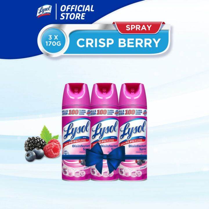 【COD】 Lysol Disinfectant Spray Crisp Berry 170GM Triple Pack | Lazada PH