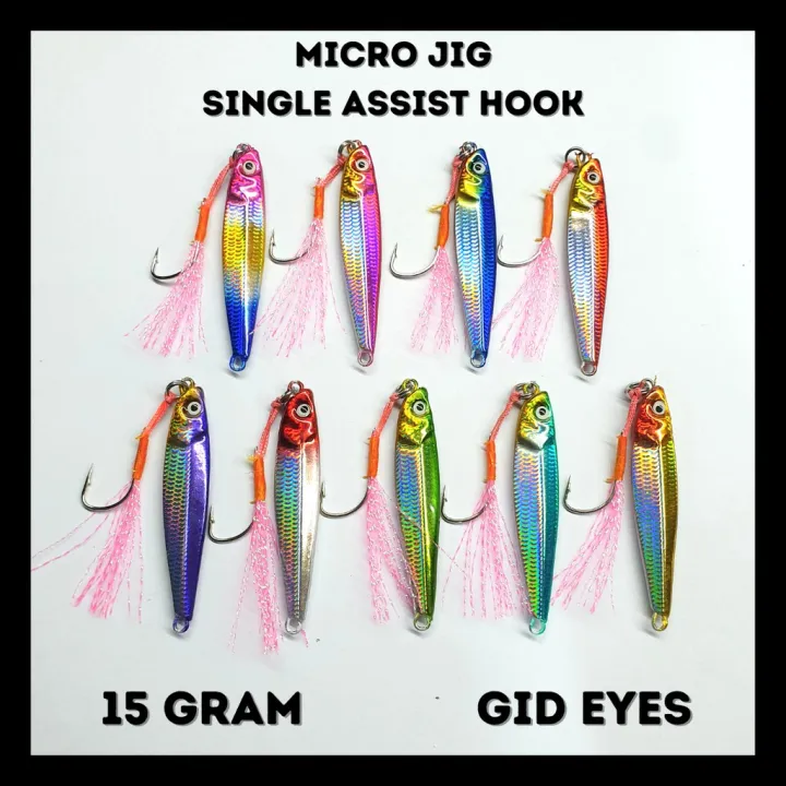 Micro Jig 15 Gram Mikro Jig 15 Gram Assist Hook 15g 15gr 15gram 15 gr Umpan Jigging Fishing Lure ...