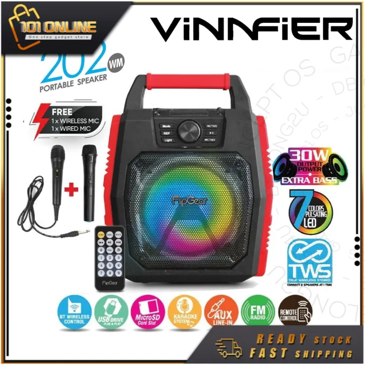 VINNFIER FLIPGEAR TANGO 202 WM TWS WIRELESS PORTABLE BLUETOOTH SPEAKER FREE WIRELESS MIC | Lazada