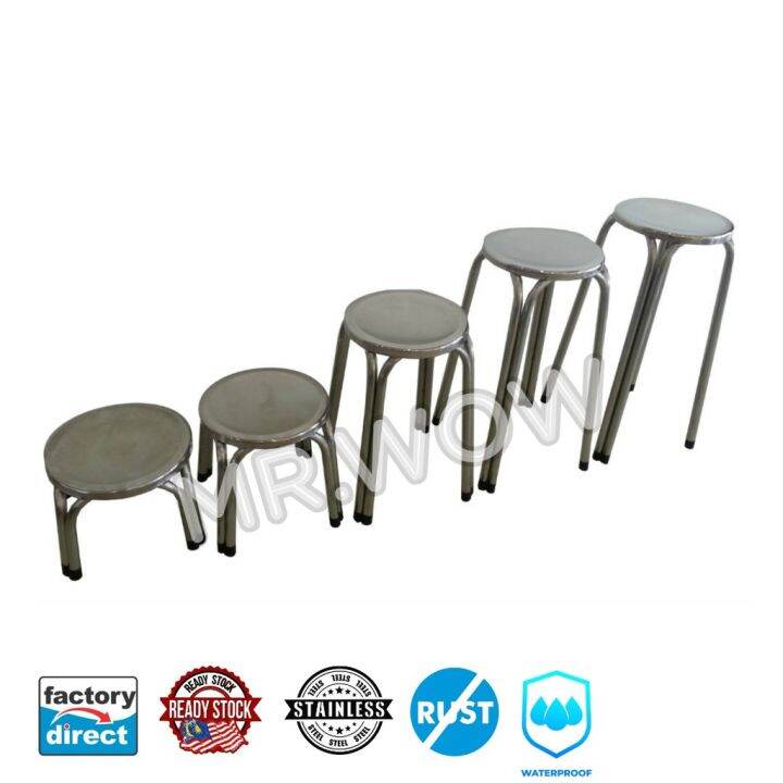 Stainless Steel Stool / Round Surface / Outdoor Indoor Chair / Portable ...