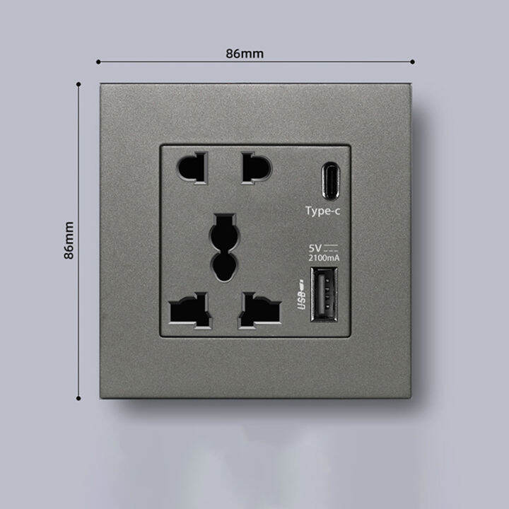 Ruing Power 2100MA USB Outlet Crystal Glass Panel 13A UK Wall Type C ...