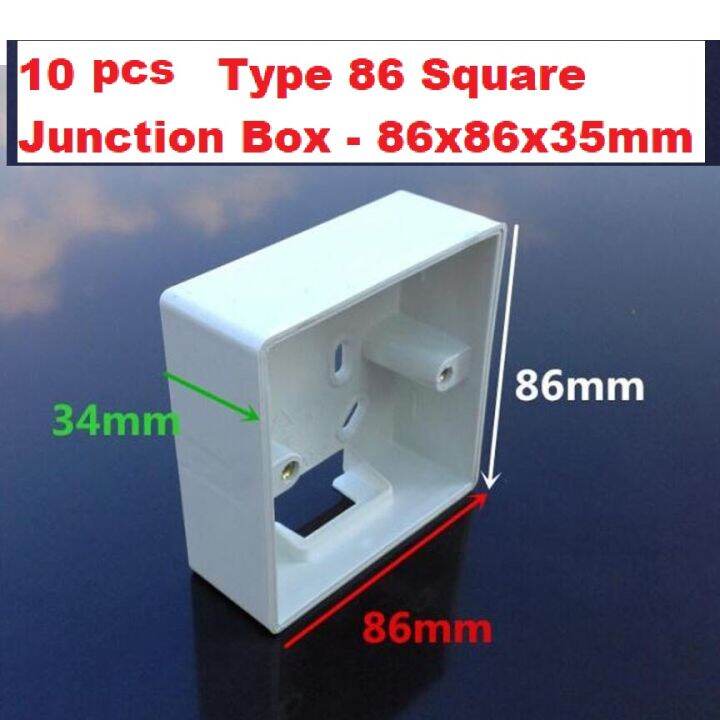 10 pcs 86x86 PVC Junction Box Type 86 Flame Retardant PVC Wiring Bottom ...