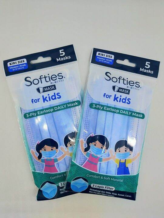 Softies Earloop Daily Mask For KIDS isi 5s Masker Earloop ANAK Softies ...