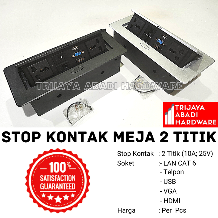 Stop Kontak Tanam 2 Titik Stopkontak Meja LAN Telpon USB VGA HDMI ...