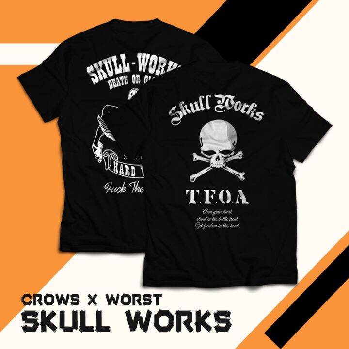 【New】เสื้อยืดพิมพ์ลายแฟชั่น เสื้อยืดผ้าฝ้ายพิมพ์ลายKaos Crows X Worst - Skull Works TFOA - เสื้อ ...