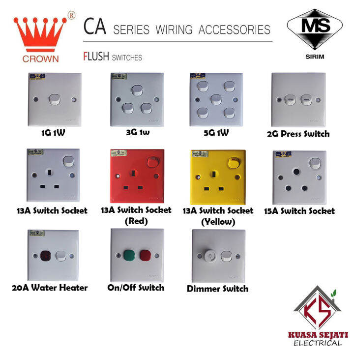 Crown Switch / 13A Switch Socket / 1G 1W - 5G 1W / 20A Water Heater ...