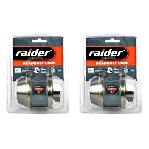Raider Satin Stainless Steel Single Cylinder Deadbolt Lock (2 Sets ...