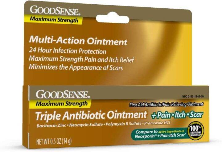 GoodSense Maximum Strength Triple Antibiotic Ointment Plus Pain Relief ...