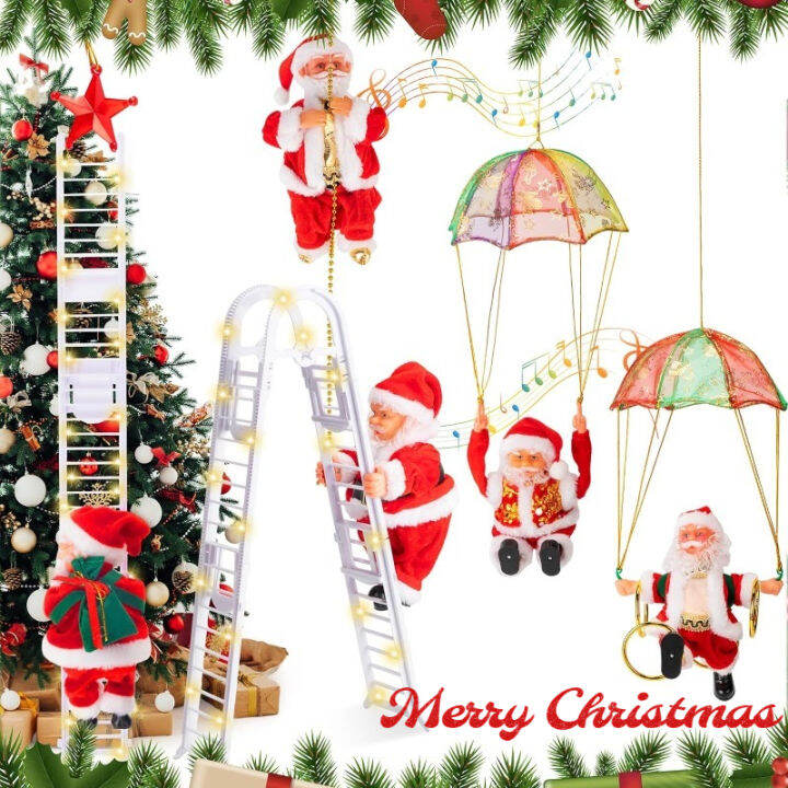 Santa Claus Electric Climbing Ladder Christmas Figurine Ornament New ...