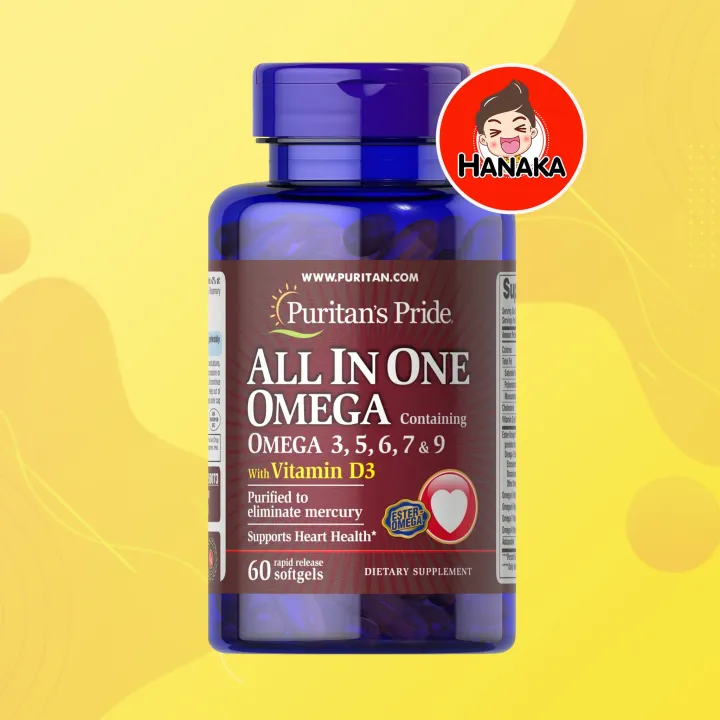 Puritan's Pride All In One Omega 3, 5, 6, 7 & 9 with Vitamin D3 / 60 ...