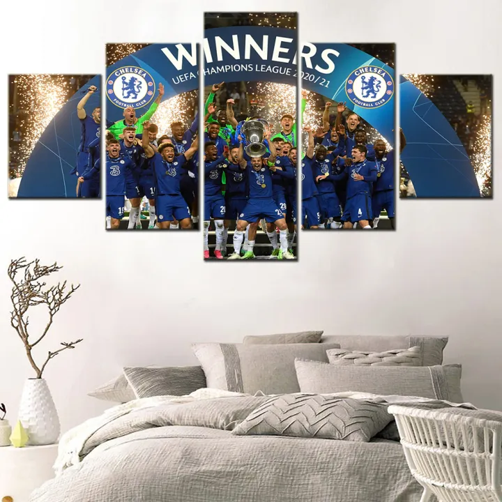 5 Panel 2021 Champions CHE FC Canvas Painting Home Bedroom Wall Decor ...
