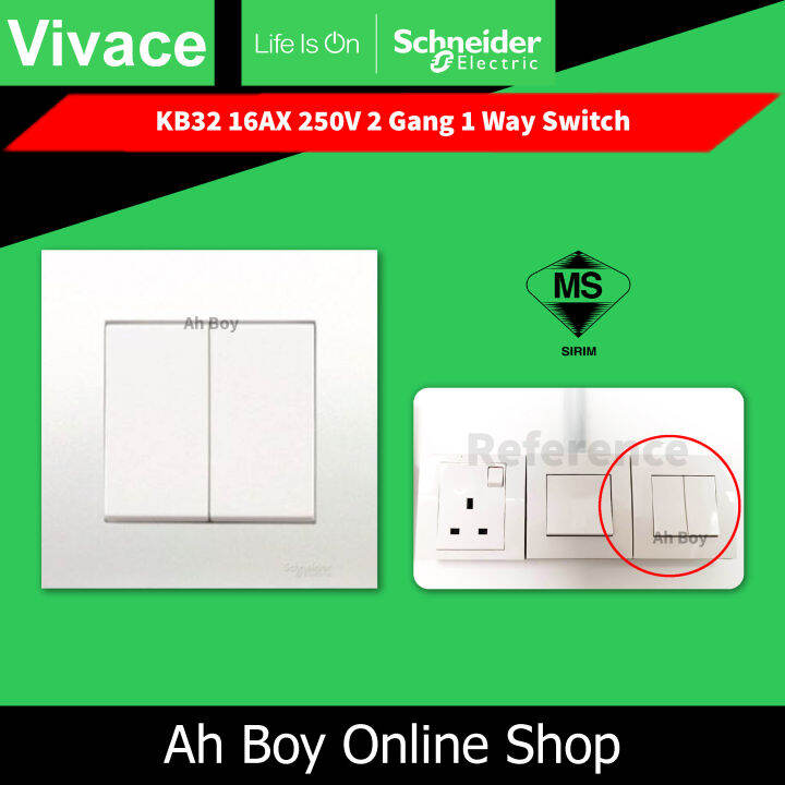 Schneider Vivace White KB32/1 16AX 250V 2 Gang 1 Way Switch Socket ...