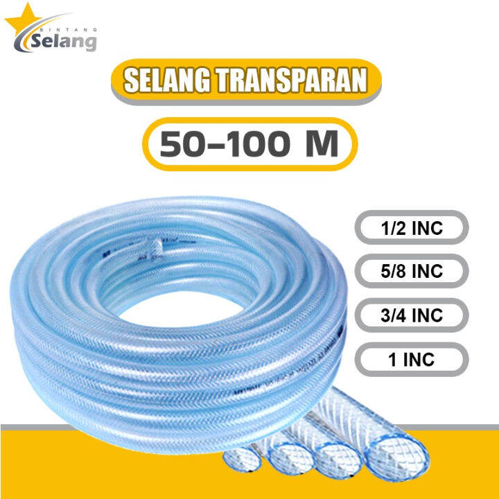 Selang Air Transparan 50 meter sampai 100 meter / Selang Bening Serat Benang Elastis PVC ...