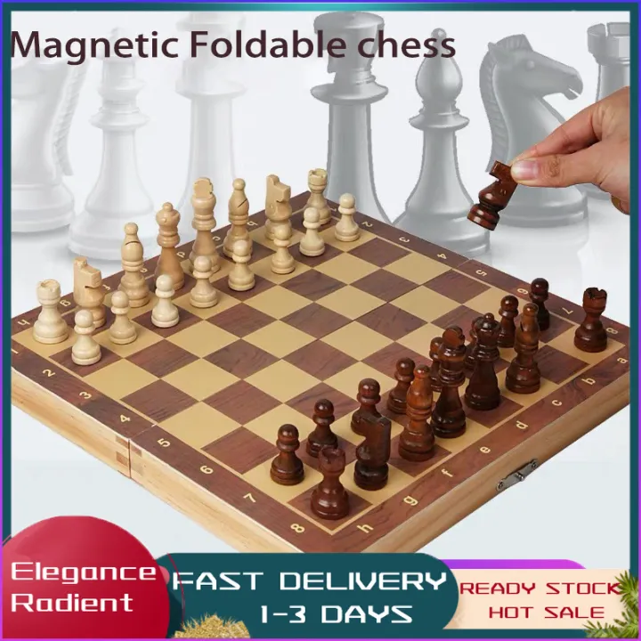 Chess Board Set Wooden Foldable Board Chess Board Game Puzzle Game ...