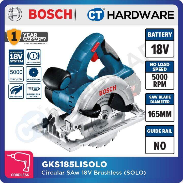 BOSCH GKS 185-LI BRUSHLESS CIRCULAR SAW 18V WITHOUT BATTERY & CHARGER ...