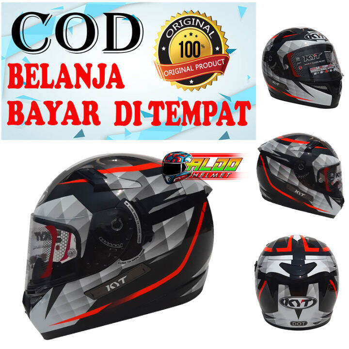 KYT K2 RIDER FLAT VISOR CLEAR MOTIF DIAMOND BLACK WHITE HELM KYT FULL ...