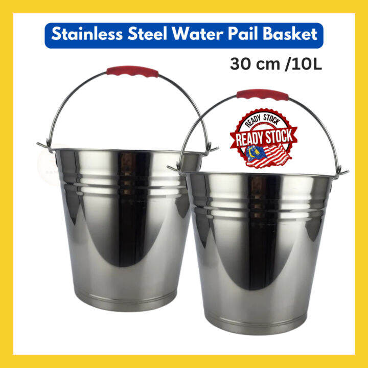 Stainless Steel Water Pail Basket 30cm (10L) /Milk Ice Bucket /Wine ...