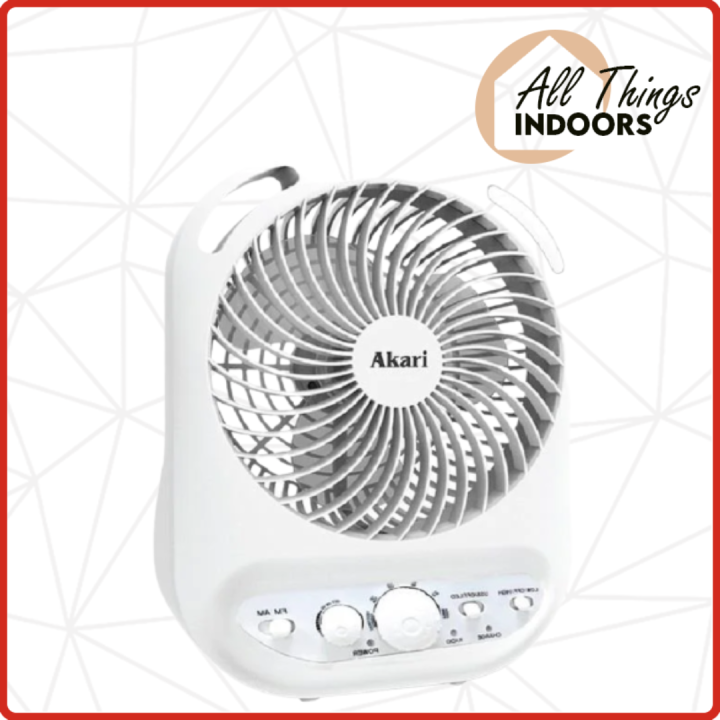 Akari 6 inches Rechargeable Box Fan with Radio and Night Light ARBF ...
