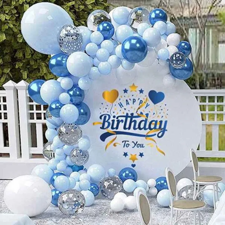Blue Macaron Balloon Garland Arch Kit Birthday Party Decor Latex Ballon ...