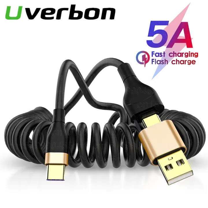 【hot】 5A Spring USB Type C Cable USB C Fast Charging Wire Mobile Phone ...