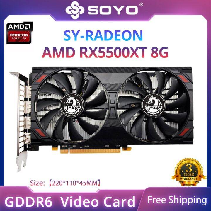 SOYO Original AMD Radeon RX5500XT 8G Graphics Card GDDR6 Memory New GPU ...