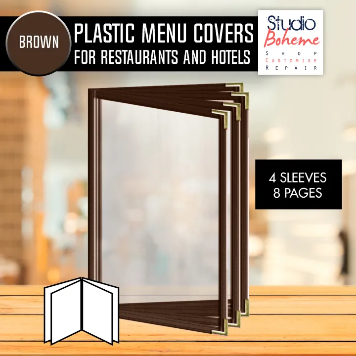 4 Sleeves 8 pages Clear Plastic Cover food menu folder for restaurants ...