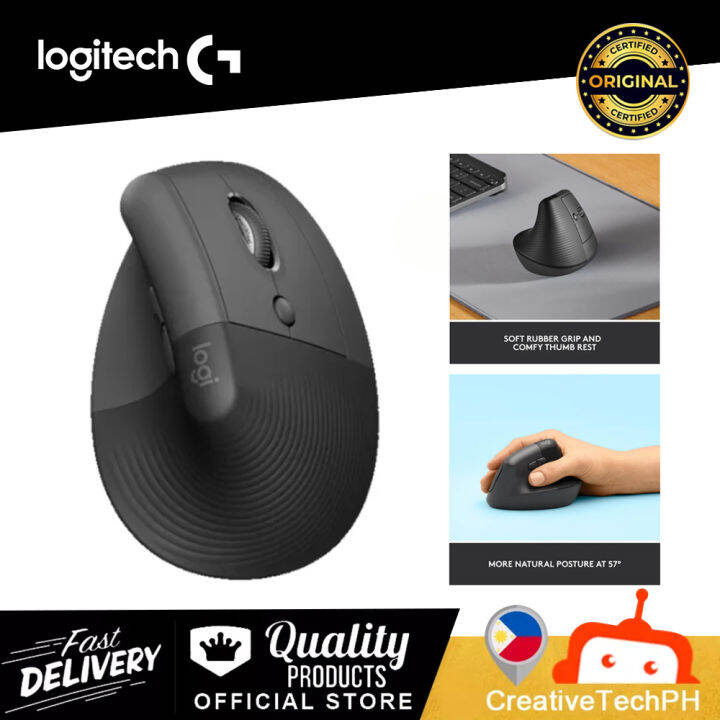 Graphite Logitech Lift Vertical Ergonomic Wireless Mouse | Lazada PH
