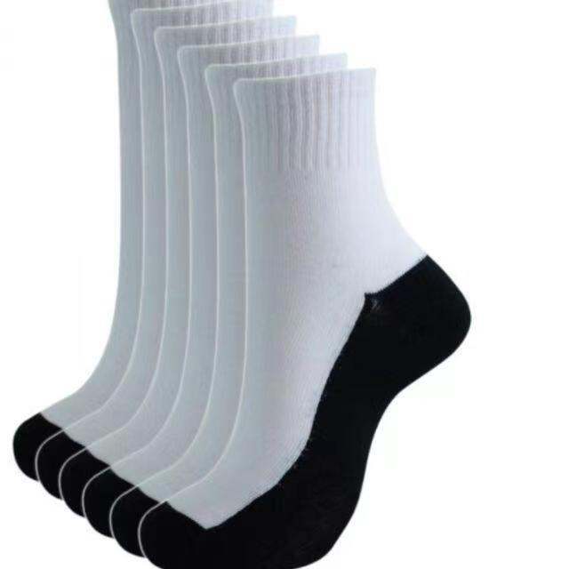 2 pairs STOKING SEKOLAH TAPAK HITAM/ Black Bottom White School Socks ...