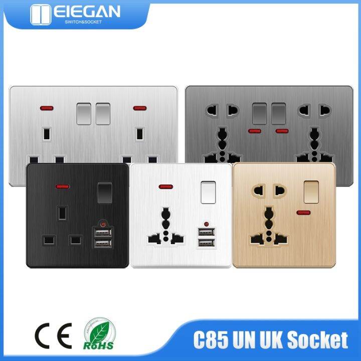 ≮ANN Hardware ≯ PSSRISE C85 Series EU/UK/UN Wall Switch High Power Socket USB 250V Deluxe ...