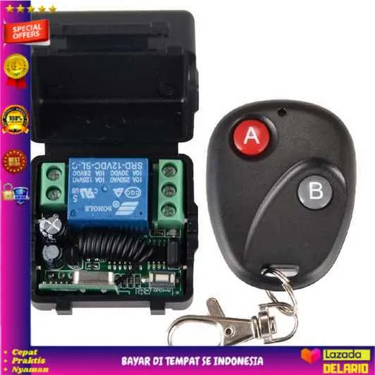 Universal Wireless Transmitter Receiver Remote Control Pagar Garasi ...