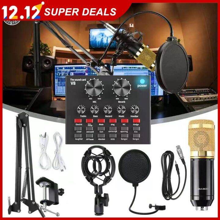 BM-800 V8 Plus Sound Card Complete Set Condenser Microphone Kit Audio ...