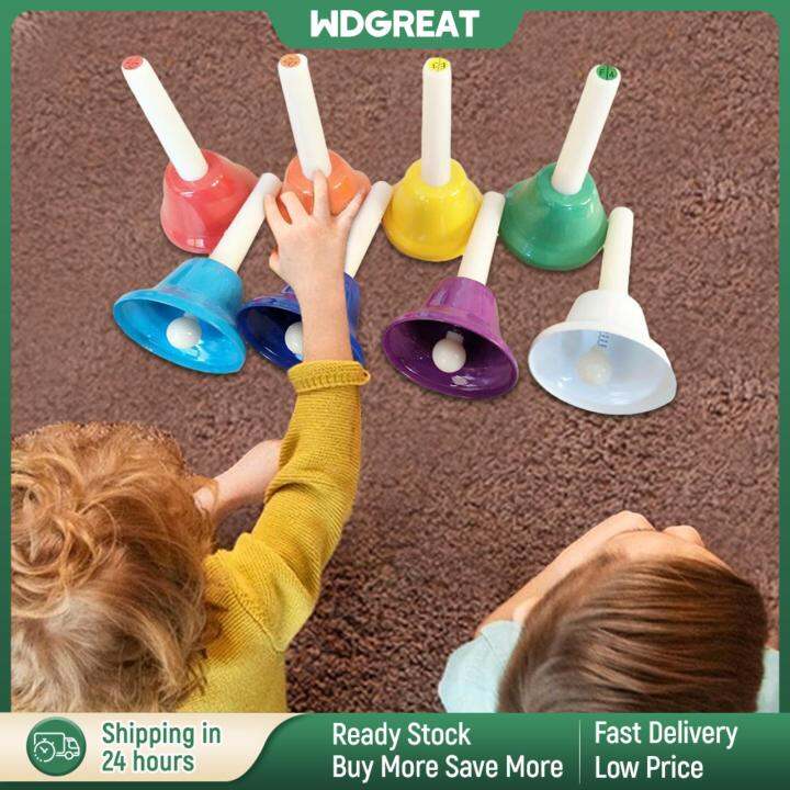 WDGREAT 8Pcs Colorful Diatonic Metal Bells Music Toys Set Hand Bells ...