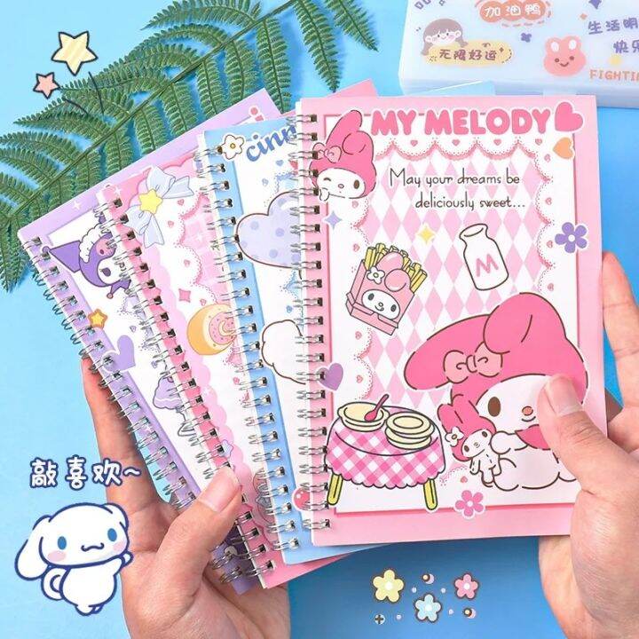 Kawaii Sanrio Coil Notebook Kuromi My Melody Cinnamon Sketching Book ...