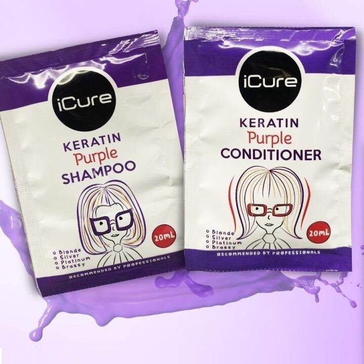 iCure Keratin Purple Shampoo or Conditioner Sachet 20ml | Lazada PH