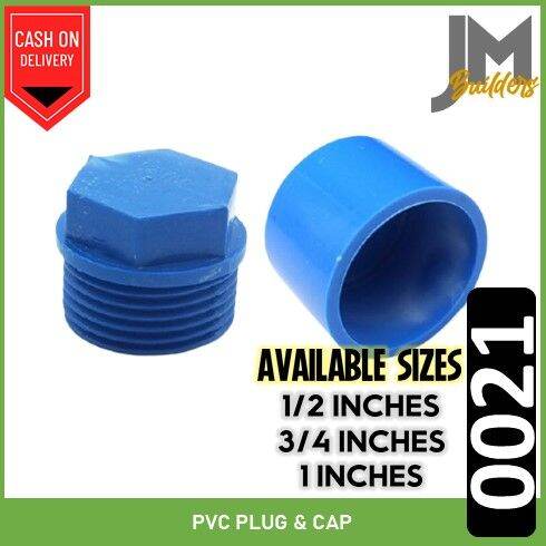JM H-0021 | Blue PVC Fittings 1/2" | 3/4" | 1" | PVC PLUG & PVC CAP ...