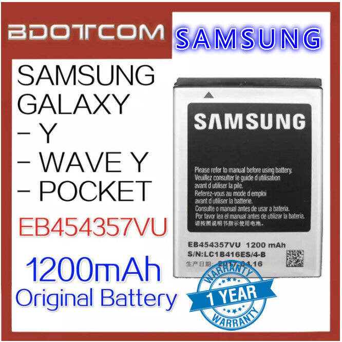 Original Samsung Galaxy Y EB454357VU 1200mAh Standard Battery | Lazada