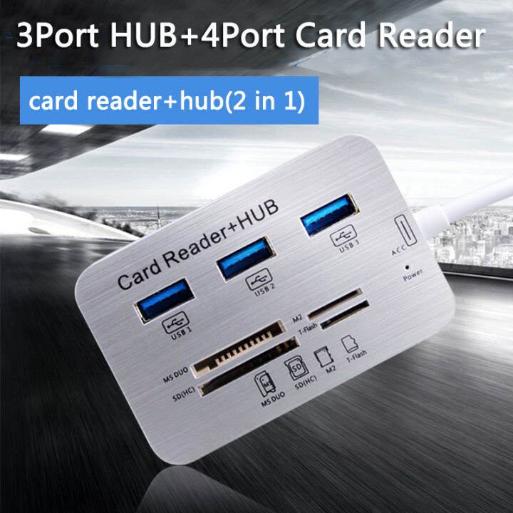 Usb 3.0 Hub Card Reader 3พอร์ต Multi Splitter Card Reader สำหรับแล็ปท็ ...