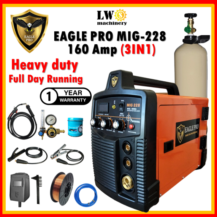 EAGLE PRO Professional 3 IN 1 MIG/MMA & GASLESS Welding Machine with ...