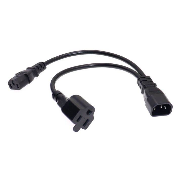 IEC 320 C14 to US Nema 5-15R + C13 Power Y Type Splitter Adapter Cable ... IEC 320 C14 to US Nema 5-15R + C13 Power Y Type Splitter Adapter Cable ...