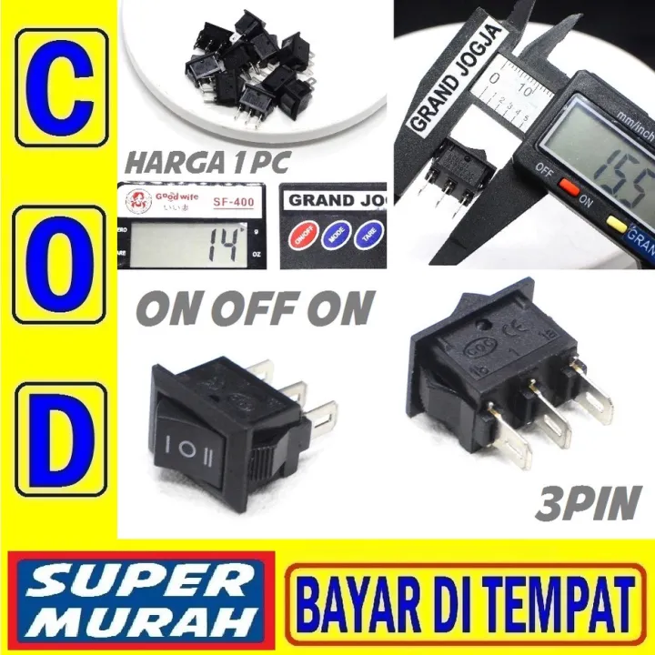Saklar On Off On 3pin Kecil 3 Pin Tombol Lampu Led Motor Mobil Elektro ...