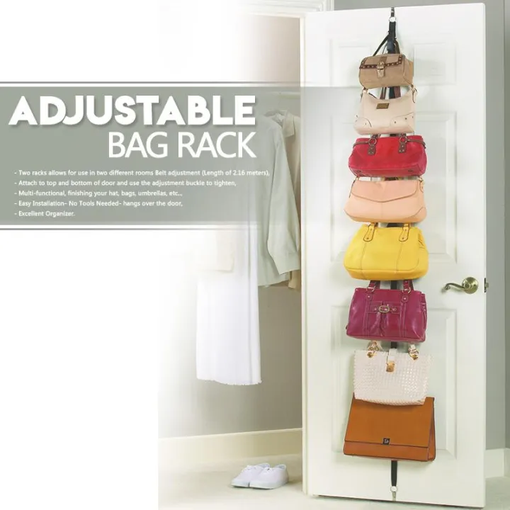 StarHome Adjustable Over-the-Door Straps Bag Rack (Black) | Lazada PH
