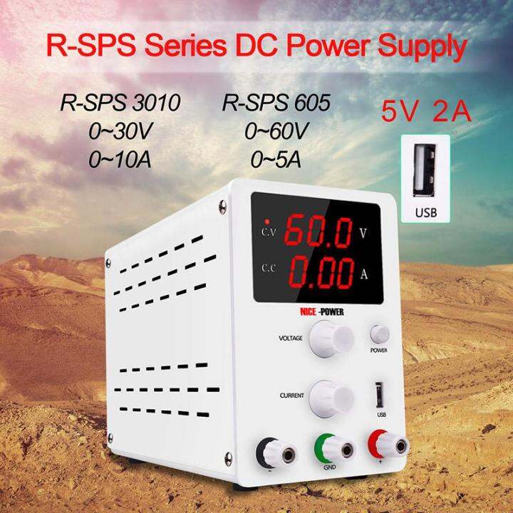 【Lowest price】Switching DC Power Supply 30V 10A USB Adjustable Laboratory Power Source Regulator ...