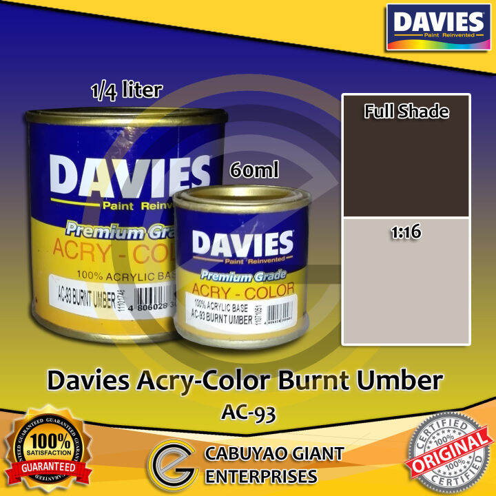 Davies Acry-Color 100% Acrylic Base AC-93 Burnt Umber [ 1/4 liter ...
