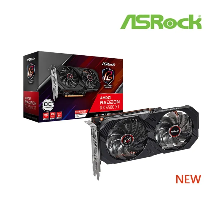 1 ASROCK AMD Radeon RX 6500 XT Phantom Gaming D 4GB OC RX 6500XT GDDR6 ...