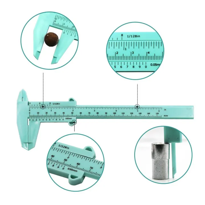 1 PC 0-150mm Double Rule Scale Plastic Vernier Caliper Mini Measuring ...