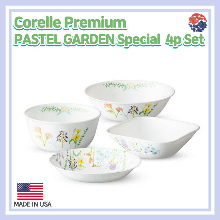 Corelle Premium PASTEL GARDEN Special 4p Set/Corelle USA/Salad Bowl ...