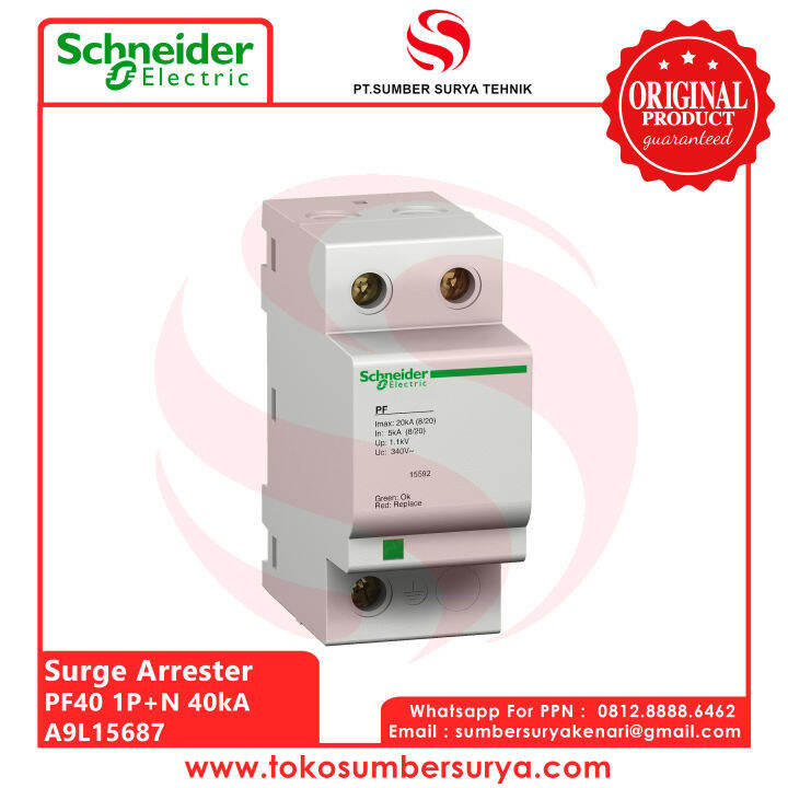 Surge Arrester PF40 1P+N 40kA Saklar Listrik ON OFF A9L15687 SNI Asli Ori Schneider | Lazada ...