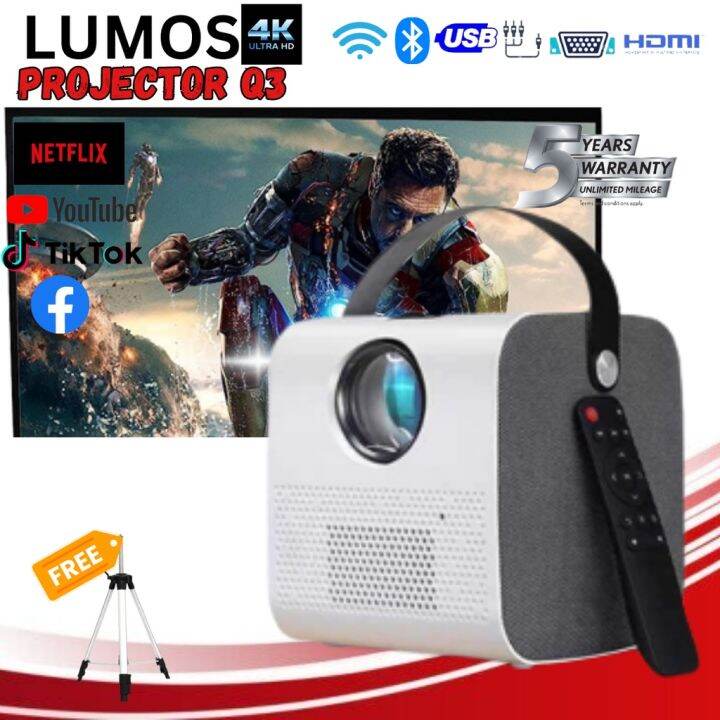 Projector Q3pro Portable Smart Mini 4K Full HD Projector OS Android WiFi Bluetooth HDMI ...