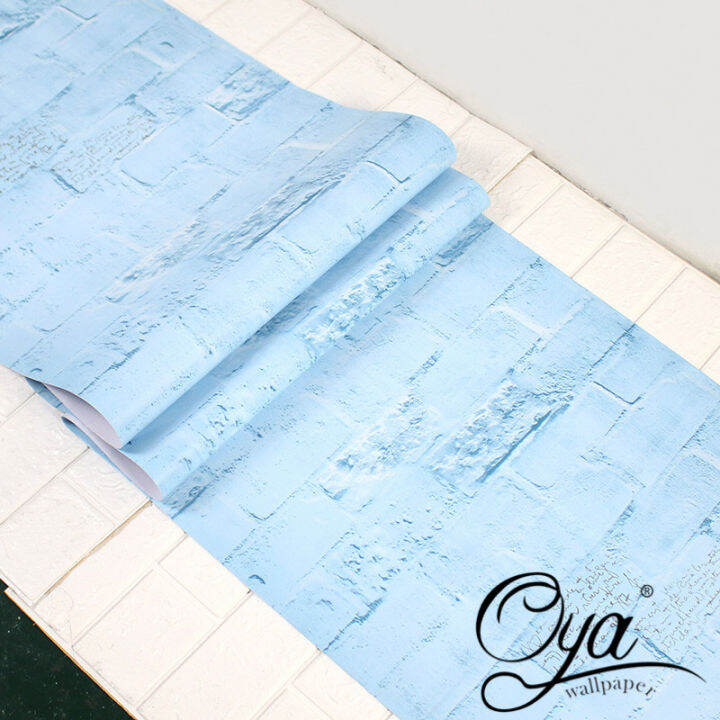 OYA wallpaper light blue bricks wallpaper design for wall bedroom ...