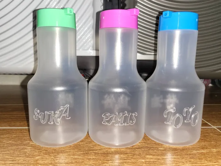 (set of 3pcs.) labeled toyo suka patis dispenser - condiments bottle ...
